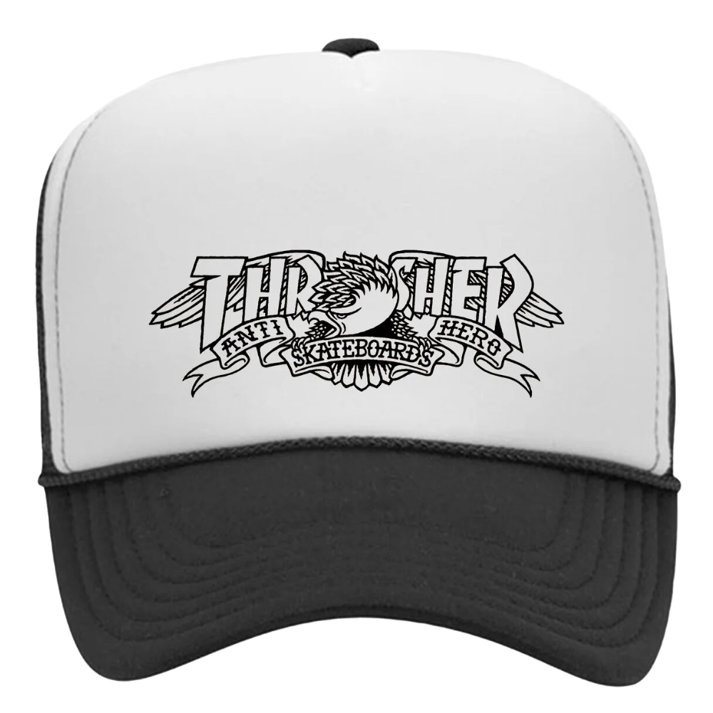 Thrasher Mag Banner Trucker Cap Black/White – Stoked Boardshop