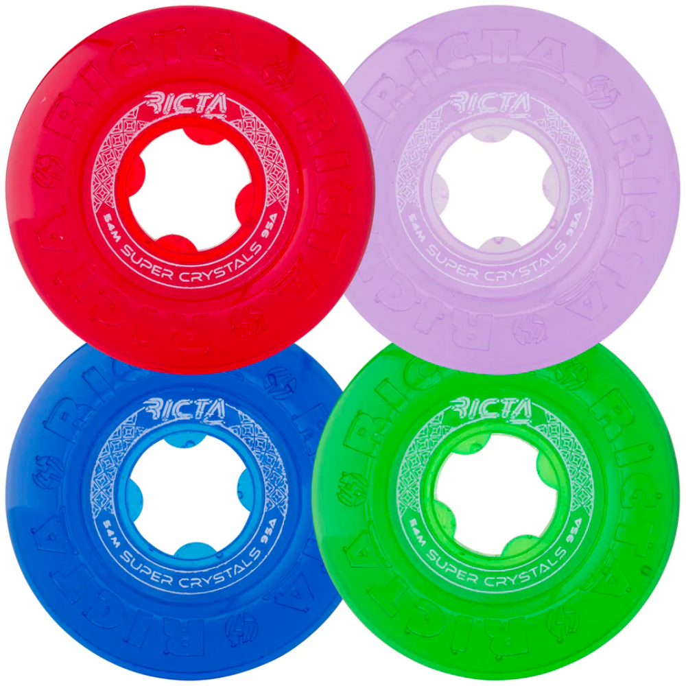 Ricta Super Crystals Trans Purple/Green/Blue/Red 95a 54mm Skateboard ...