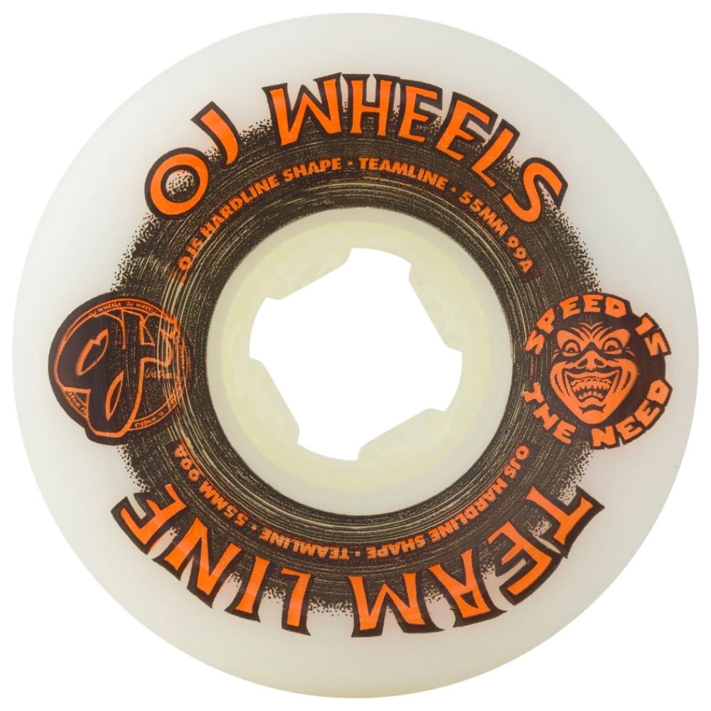 Oj Wheels Team Line Original Hardline White/Orange 99a 55mm Skateboard ...